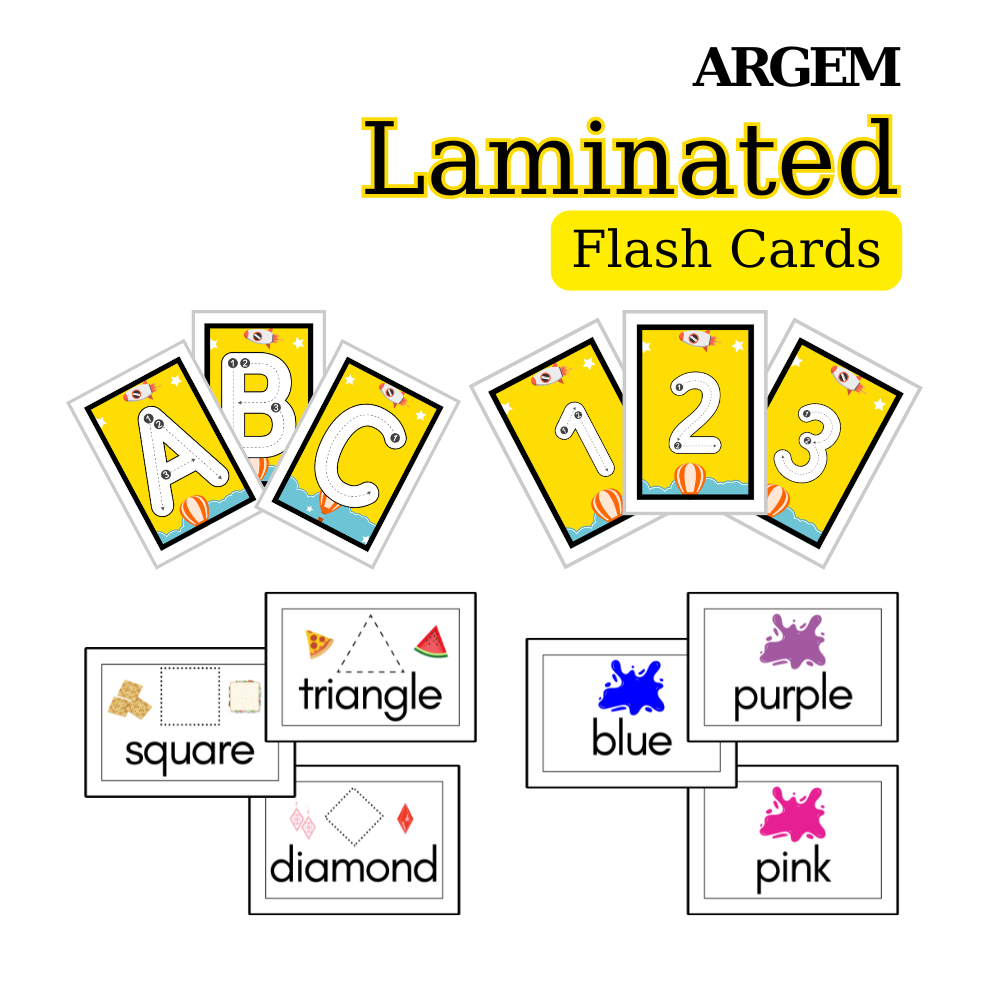 Argem Laminated Tracing Alphabet Flash Cards Numbers Educational ...