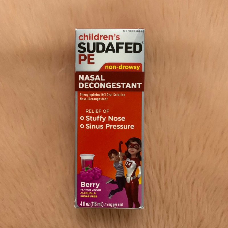 Children’s Sudafed PE Nasal Decongestant, Non Drowsy Berry Flavor 118ml ...