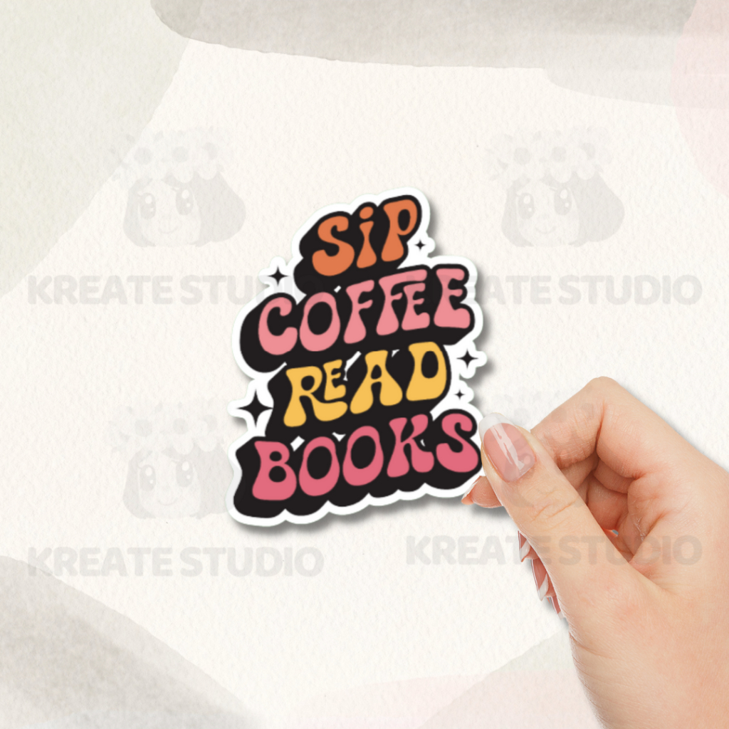 SIP COFFEE READ BOOKS | Laminated Waterproof Sticker for Tumblers and ...