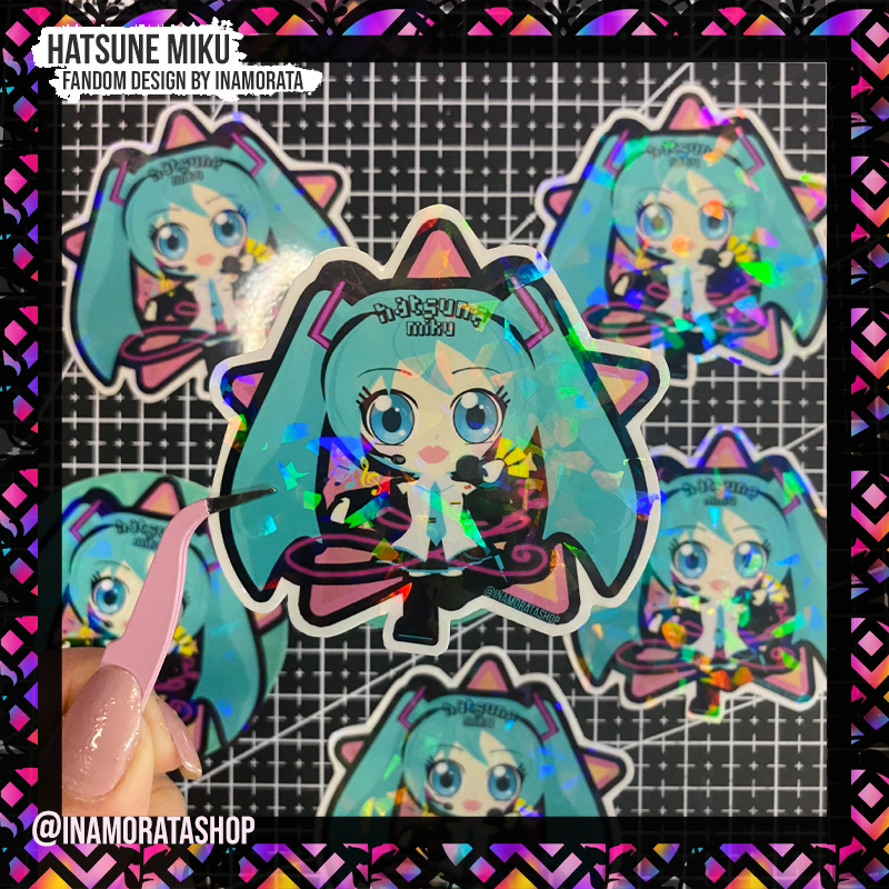 Hatsune Miku vocaloid fandom chibi Holographic sticker vinyl sticker ...