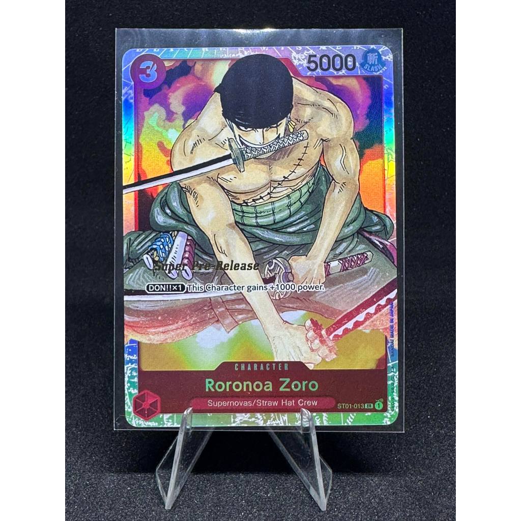 Super Pre-Release English One Piece Card Game ST01-013 SR Zoro | Shopee Singapore