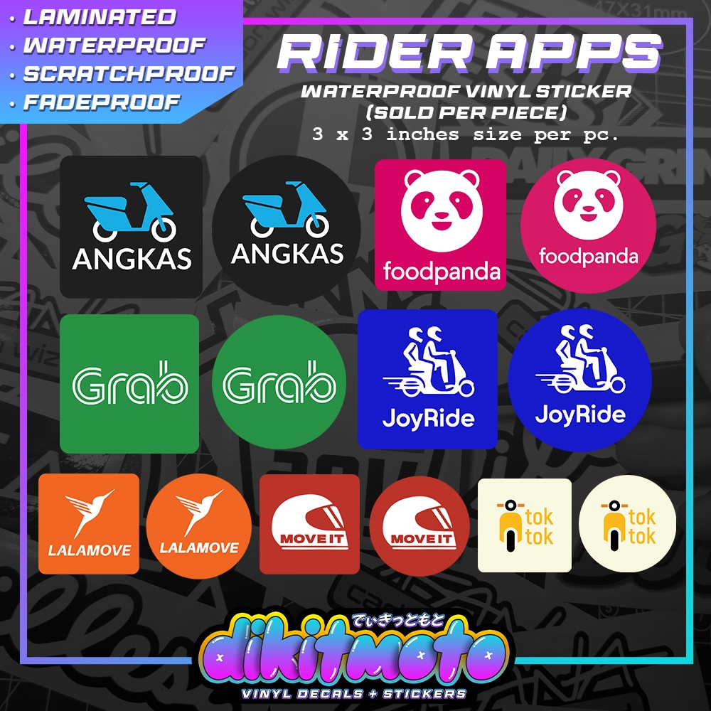 [dikitmoto] Rider App Waterproof Vinyl Sticker Helmet Motorcycle ...