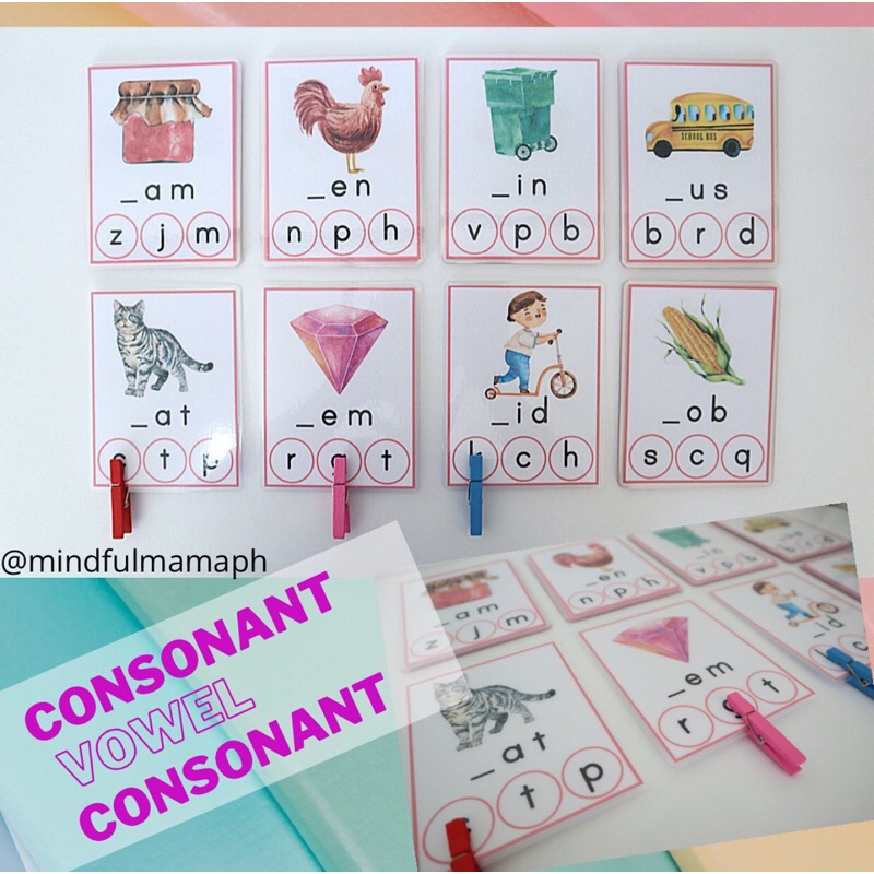 Consonant Vowel Consonant CVC Clip Cards | Shopee Singapore