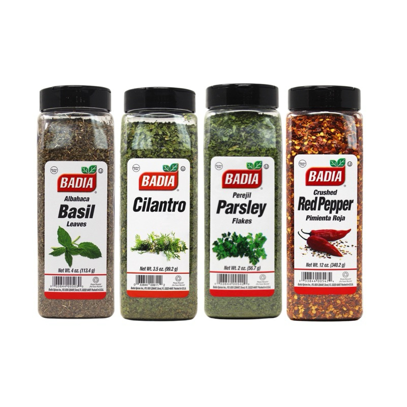 BADIA Herbs & Spices Huge Bottle (Basil/ Cilantro/ Crushed Red Pepper ...