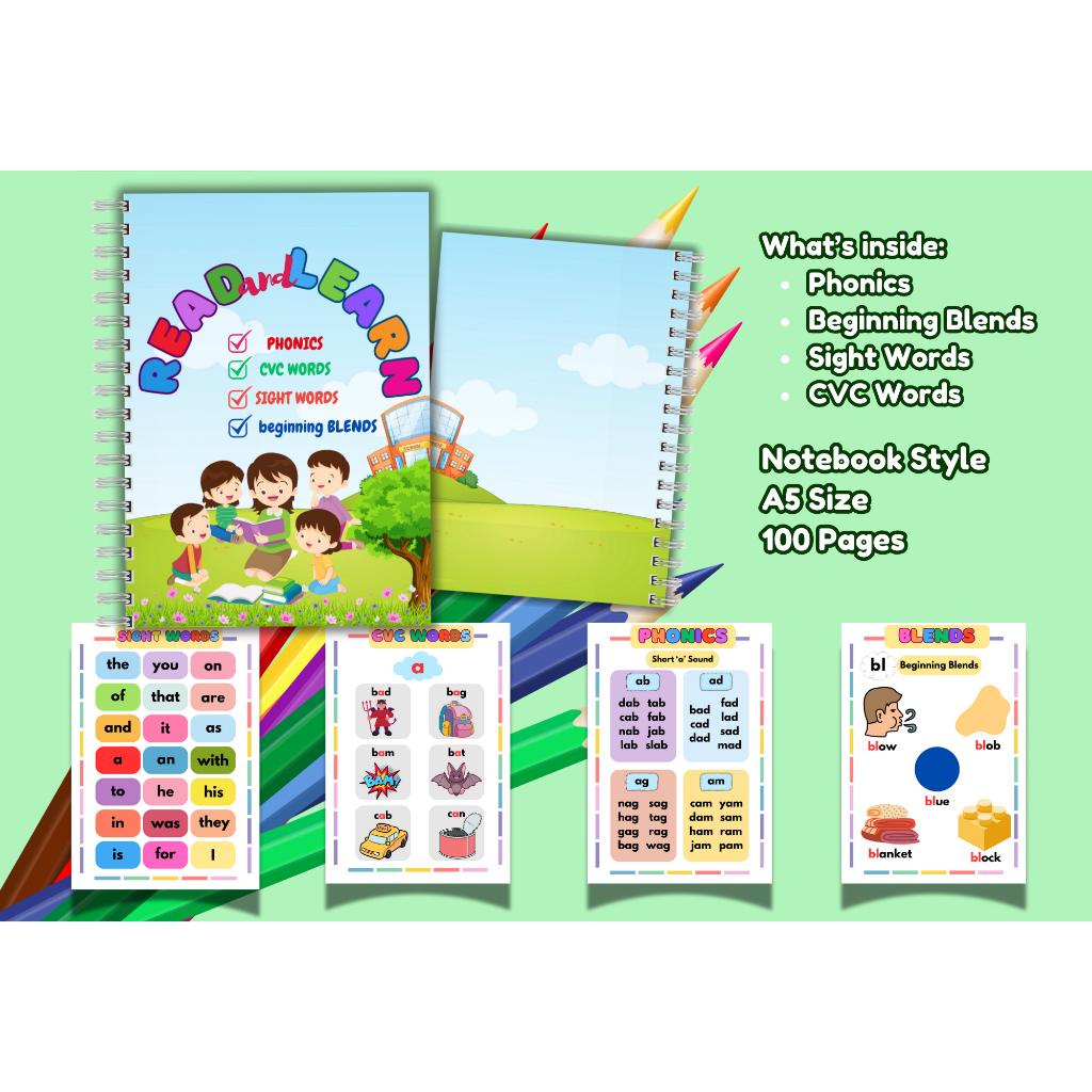 READ & LEARN (PHONICS, CVC, SIGHT WORDS, BLENDING) / LEARNING BOOK FOR ...