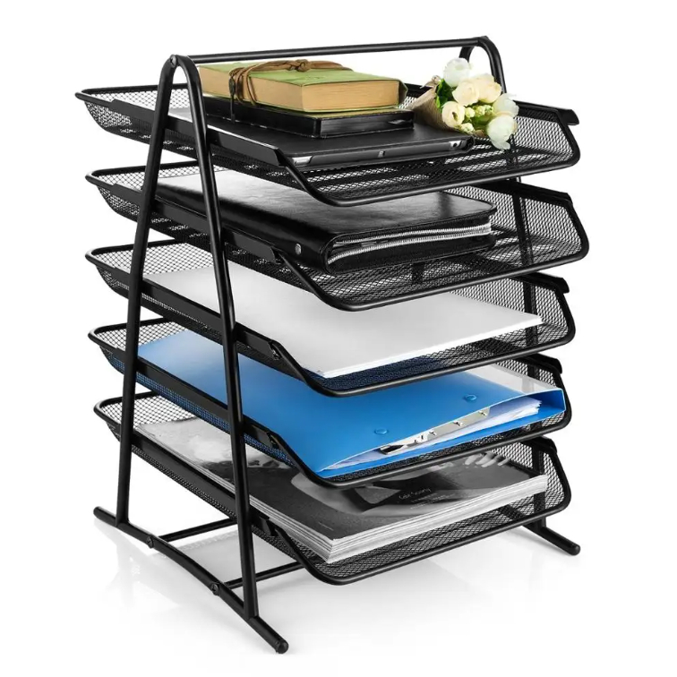 Office supplies desk tray/wire mesh four-layer file tray/basket rack ...