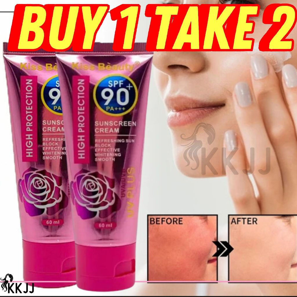 ZX HOMES [HOT! 3PCS] Kiss Beauty Sunscreen Cream SPF90+ High Protection UV PLUS 60ml | Shopee ...