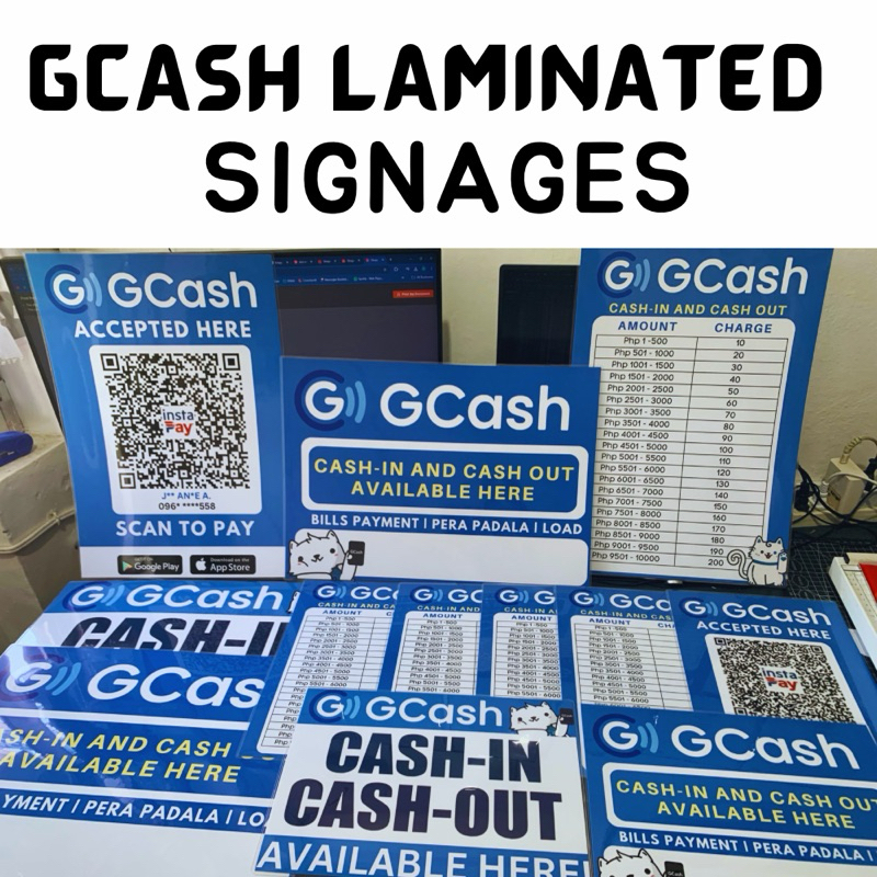 GCASH LAMINATED SIGNAGE FOR BUSINESS | Shopee Singapore