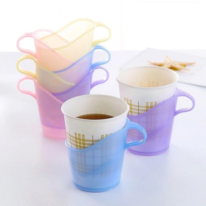 GM 10pcs Reusable Disposable Paper Cup Holder with Handle Thickening ...