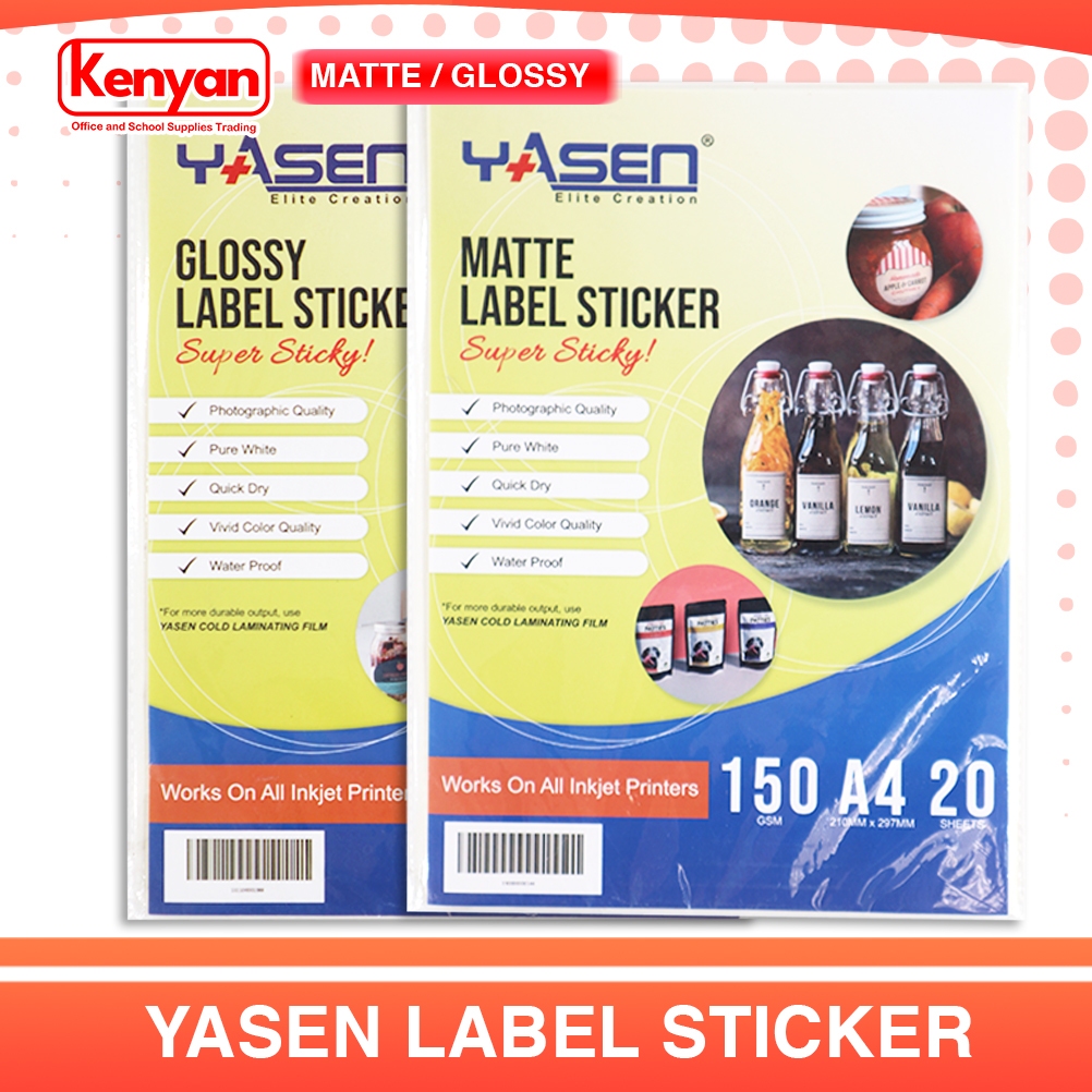 YASEN A4 Label Sticker Paper [Glossy | Matte] for Custom Printing ...