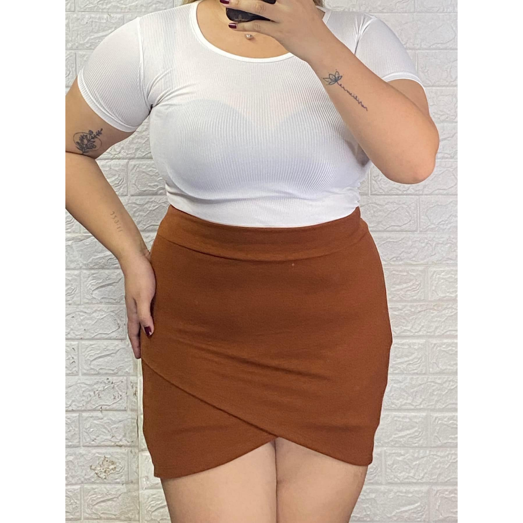 TRES - Plus Size Overlap Skirt (32-40" Waistline) (XL-2XL) | Shopee ...