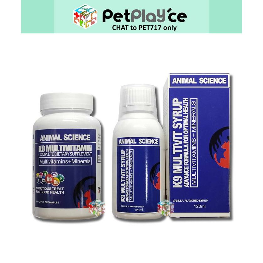 Animal Science K9 MULTIVITAMIN 100pcs Tablet / Multivit Syrup 120ml ...