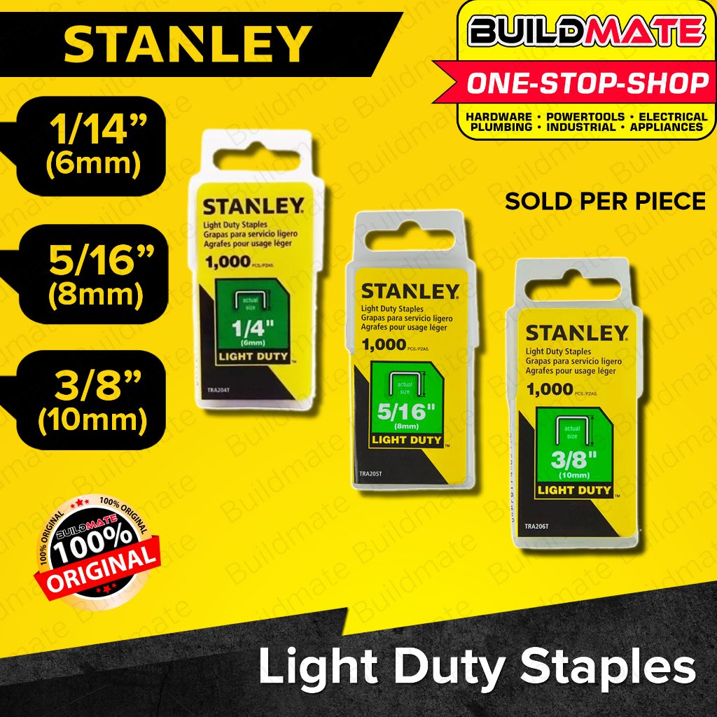 BUILDMATE Stanley 1000PCS Staples Wires Light Duty 6mm | 8mm | 10mm ...