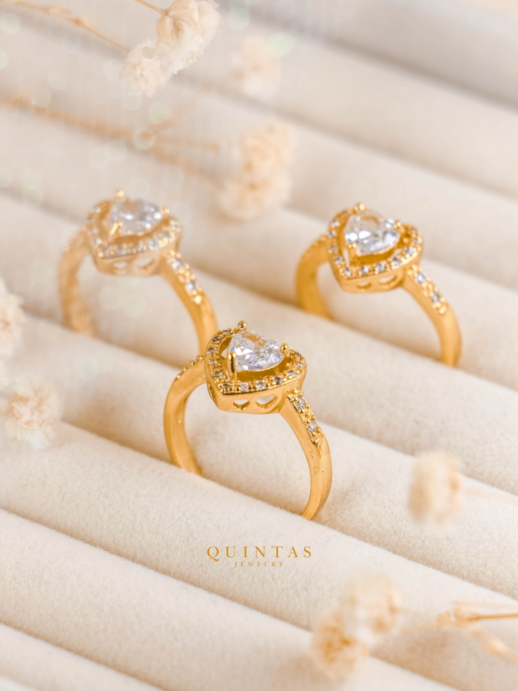 QUINTAS TM Beatrice Diamond Heart Ring (Adjustable) (With FREE Jewelry ...