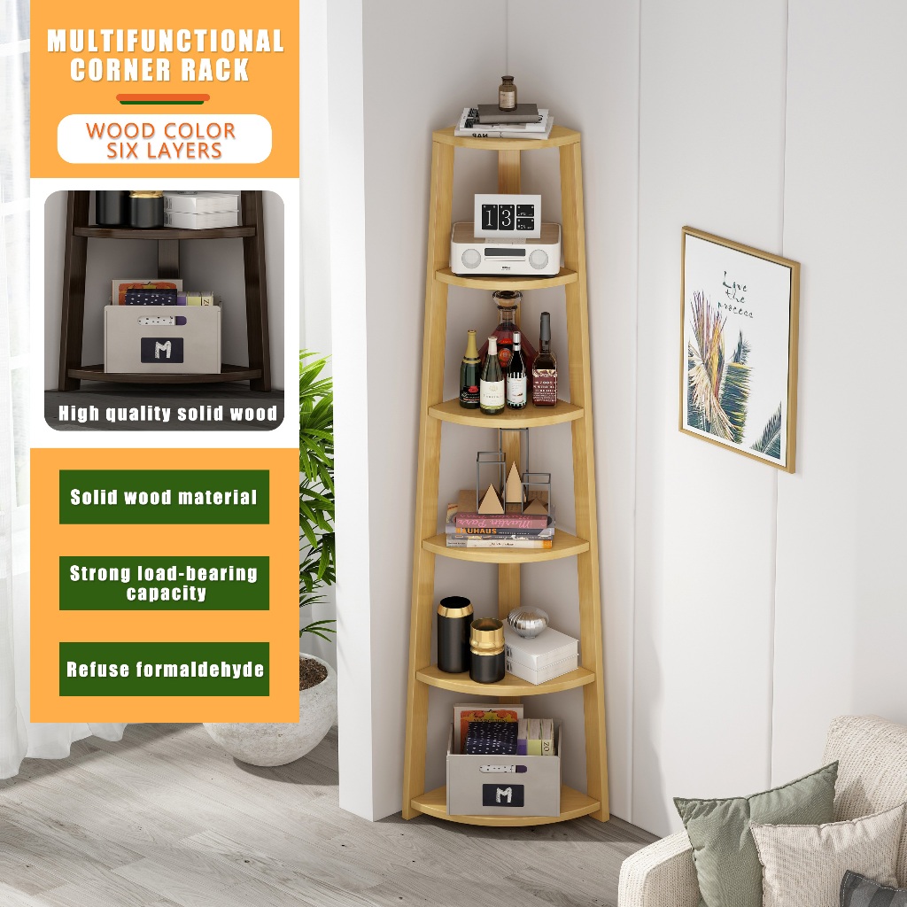 4/5/6 layer Solid Wood Corner rack Corner Shelf Flower Stand Bookshelf ...