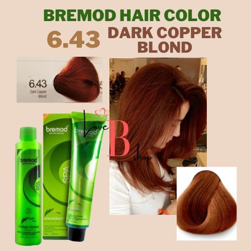 Bremod 6.43 Dark Copper Blond Hair Color set with Oxidizer Cream 100 ml ...