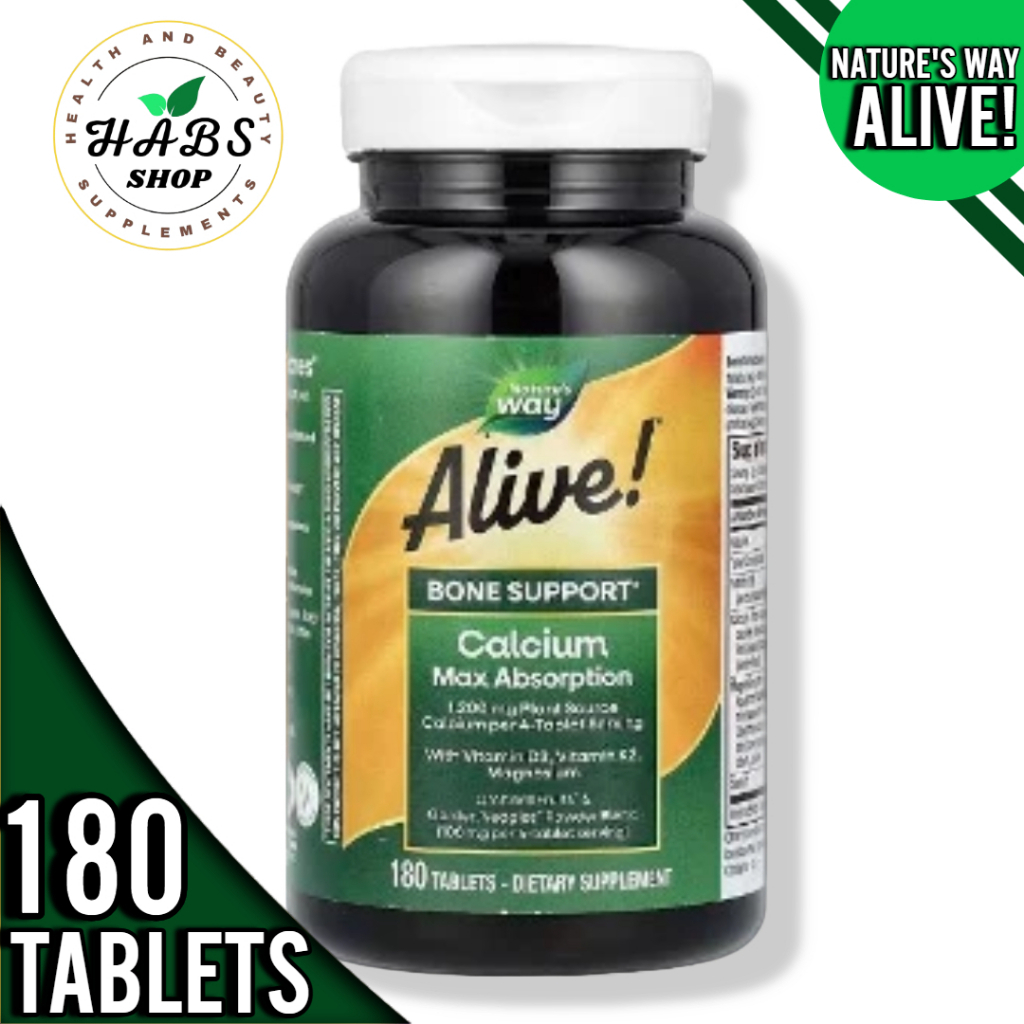 Alive! Nature's Way Calcium Max Absorption, 1,200 mg, 180 Tablets (300 ...