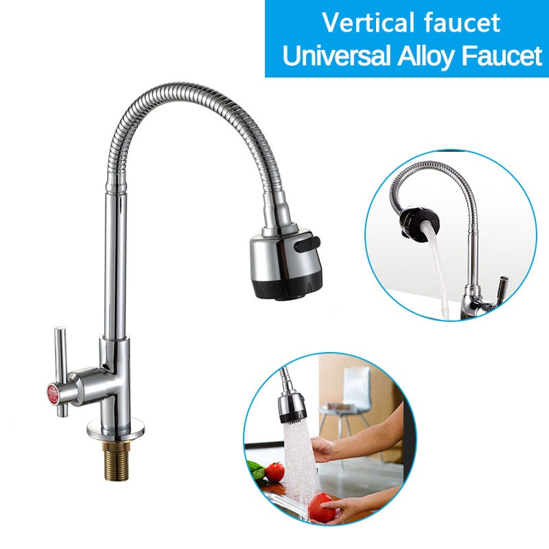 Kitchen Faucet Stainless Vertical Type 360 Flexible Rotate Sink Faucet ...