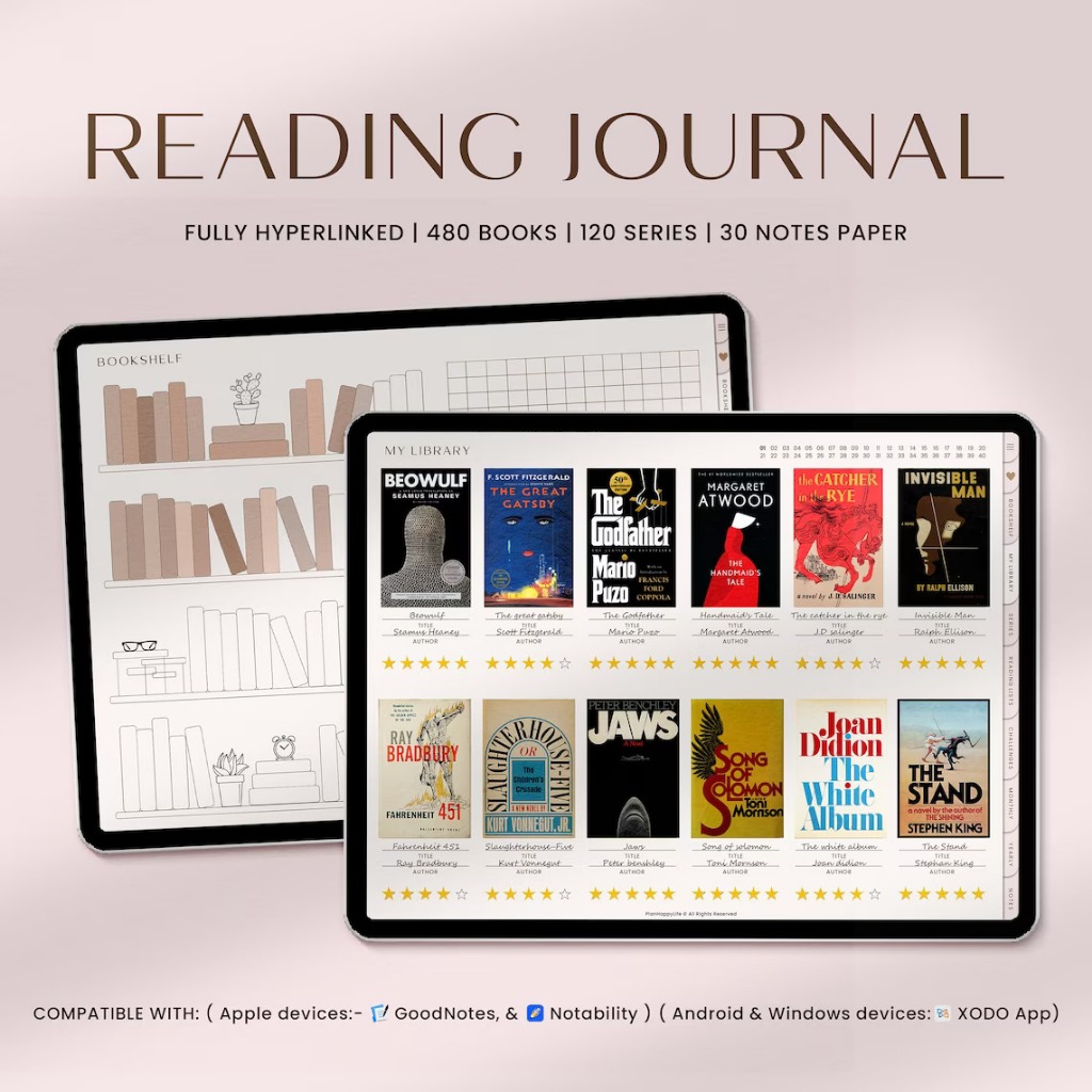 Digital Reading Journal, Digital Reading Planner, Reading Goodnotes ...