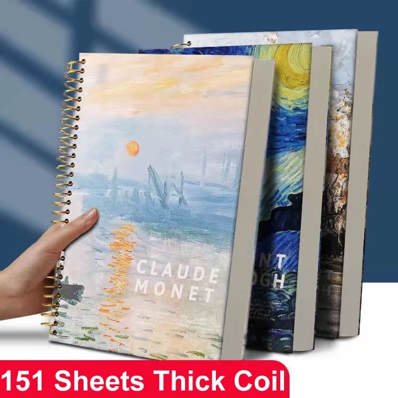 16k Van Gogh Hardbound Spiral Thick Big Notebook 302 Pages | Shopee ...