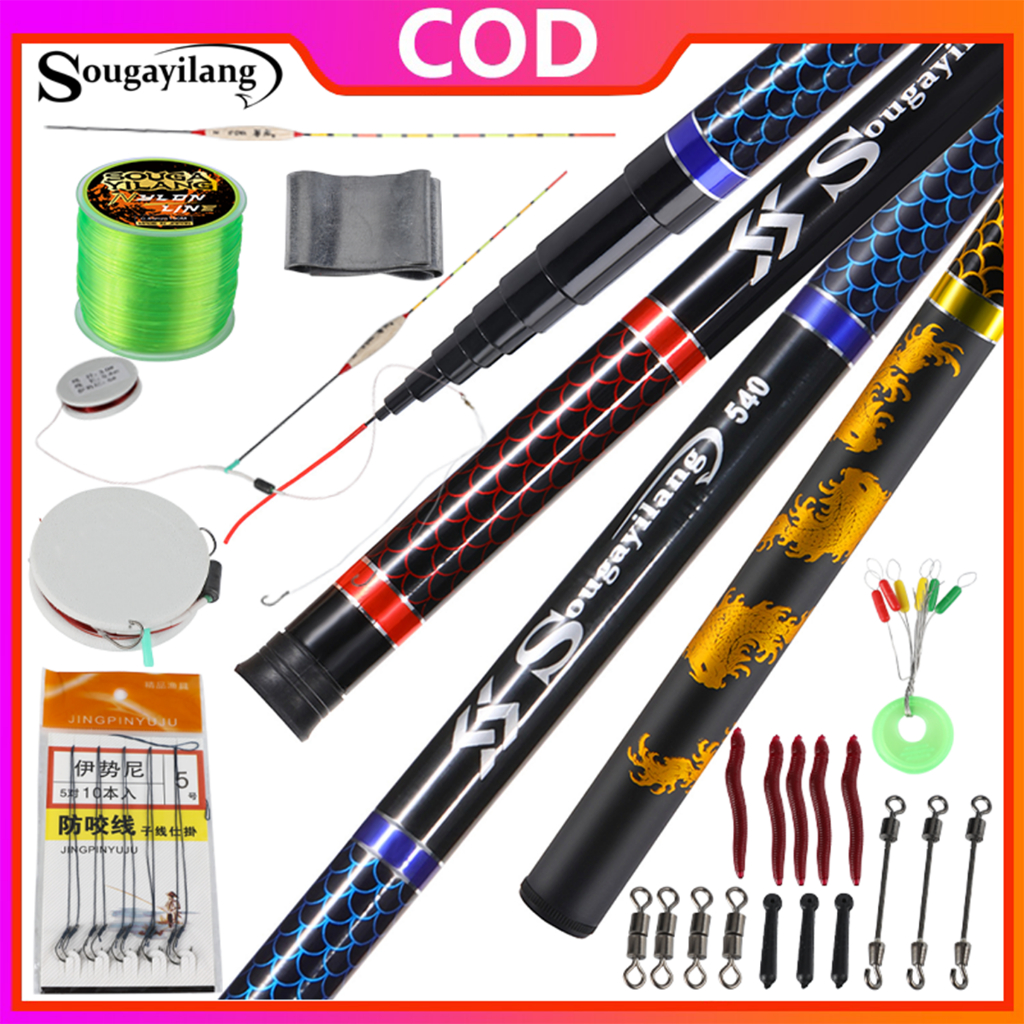 Sougayilang Portable Hard Fishing Rod Carbon Fiber 2.7M-7.2M Fishing ...