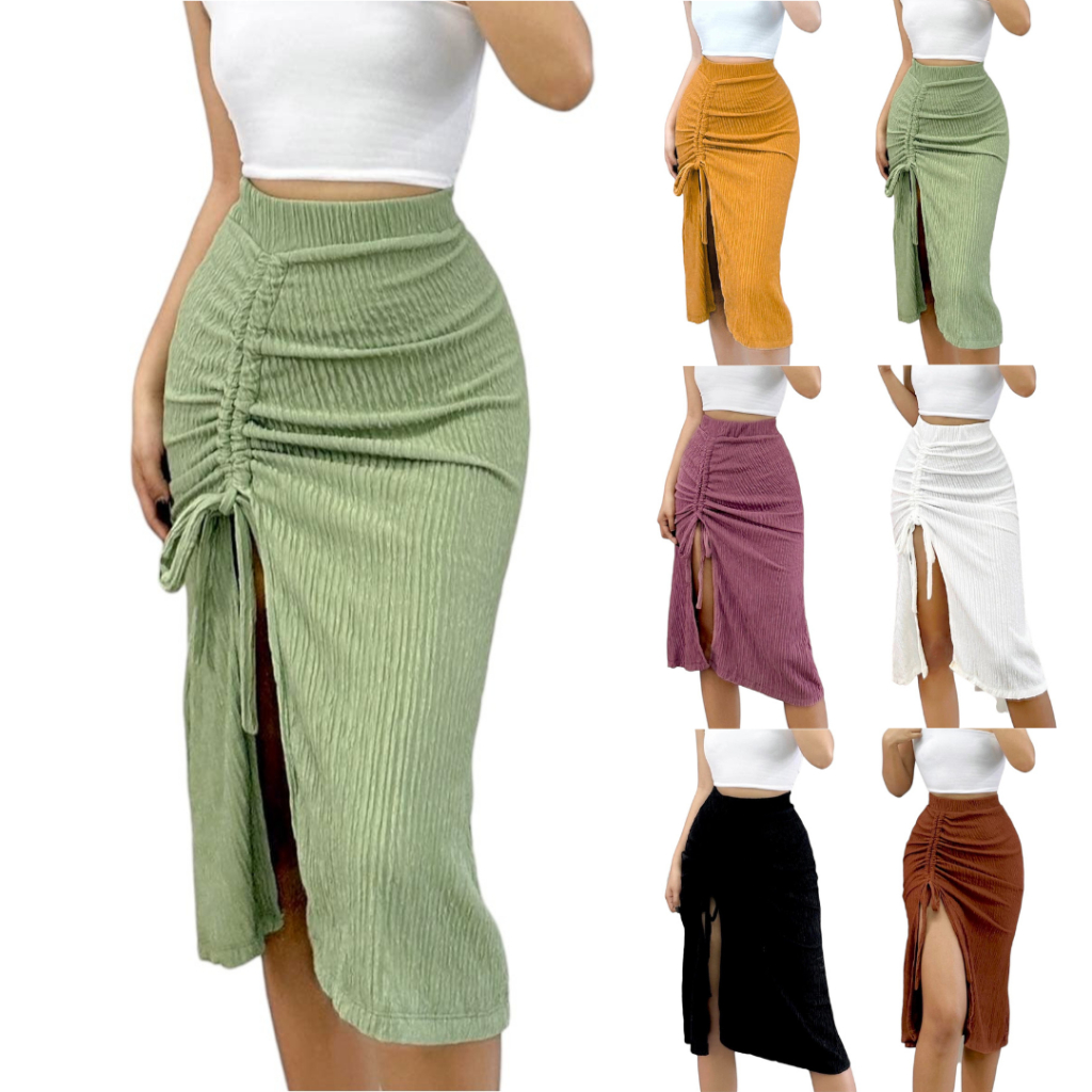 GC High Waist Bark Crepe Midi Palda Skirt for Women | Sexy Body Hugging ...