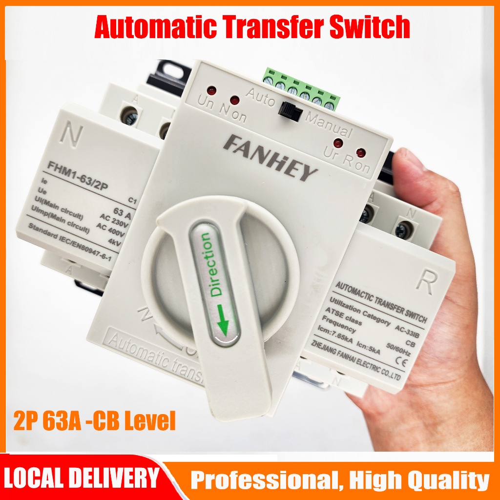 MCB Type Dual Power Automatic Transfer Switch 2P 63A 230V ATS Electrical Switch | Shopee Singapore