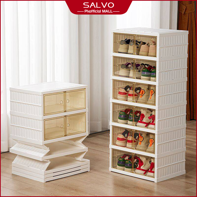 SALVO Foldable Shoe Rack Shoe Storage Box Shoe Cabinet Shoe Organizer ...