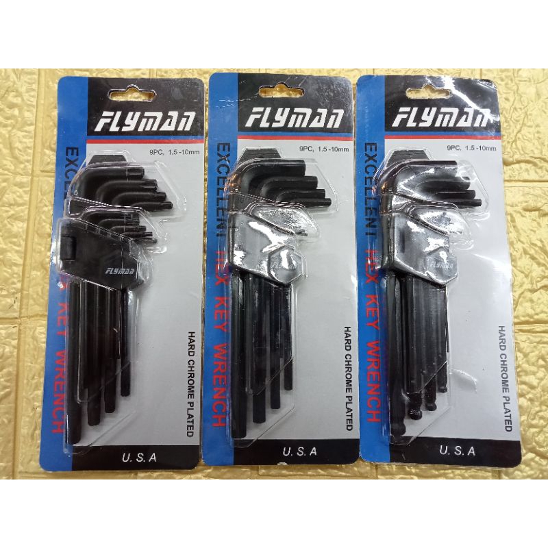 FLYMAN 9pcs Allen Wrench Set (ballpoint) (Flower type)(hexagon/Flat ...