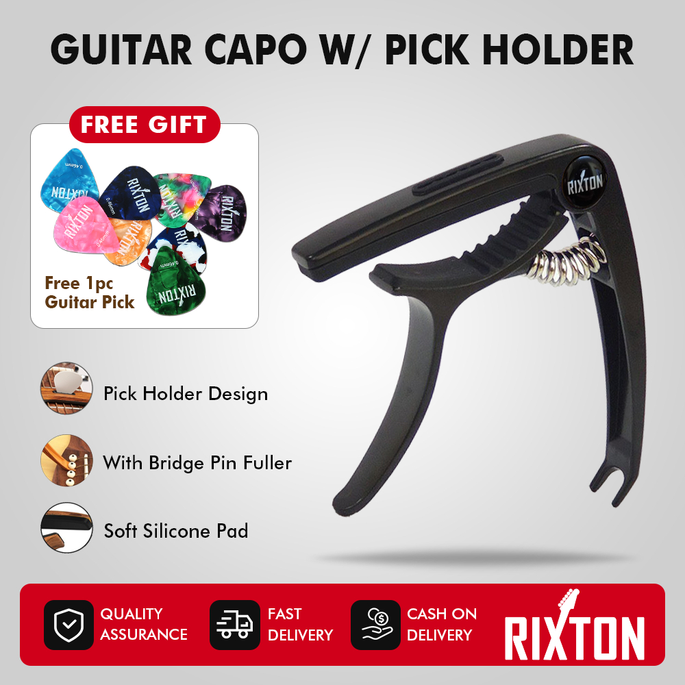 RIXTON Guitar Capo with Pick Holder Slot Metal Wood Grain Easy Change ...