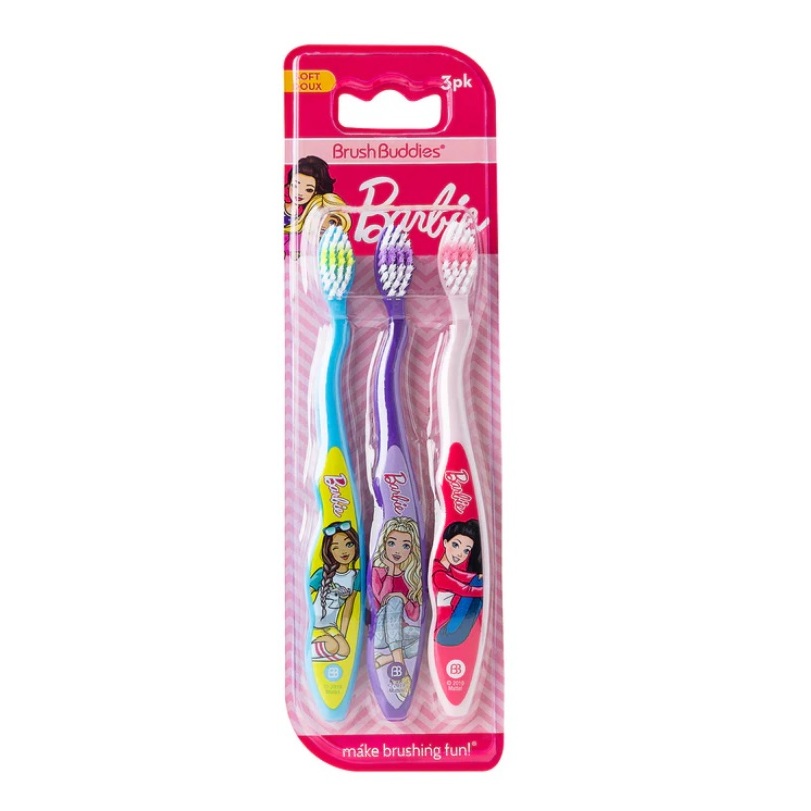 Brush Buddies 3PK Toothbrushes (BARBIE, SHOPKINS, HOT WHEELS, THOMAS ...