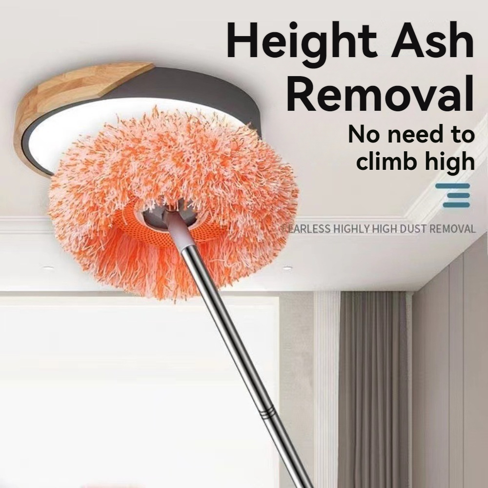 Round Mop 2m broom + 2 cloth Handheld Mop Rotating Mop Head Household ...