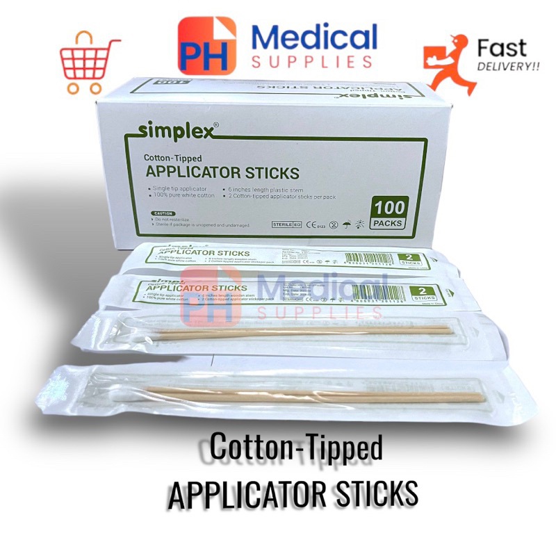 Sterile Swab (Cotton-Tipped APPLICATOR STICKS) Simplex Sold per Box(100 ...