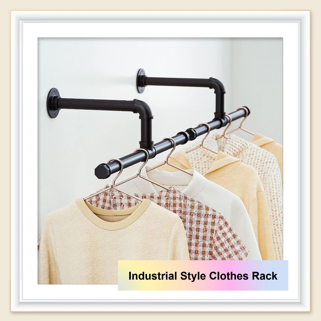 Industrial Clothes Rack Multifunctional Iron Pipe Detachable Wall ...