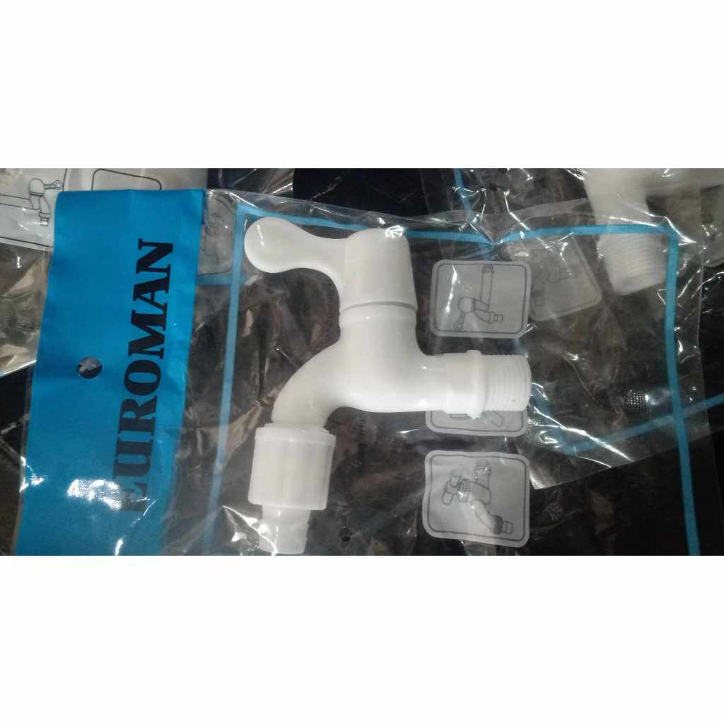 PVC Plastic Plain White Kitchen/Bathroom Faucet Lever Type Handle (Hose ...