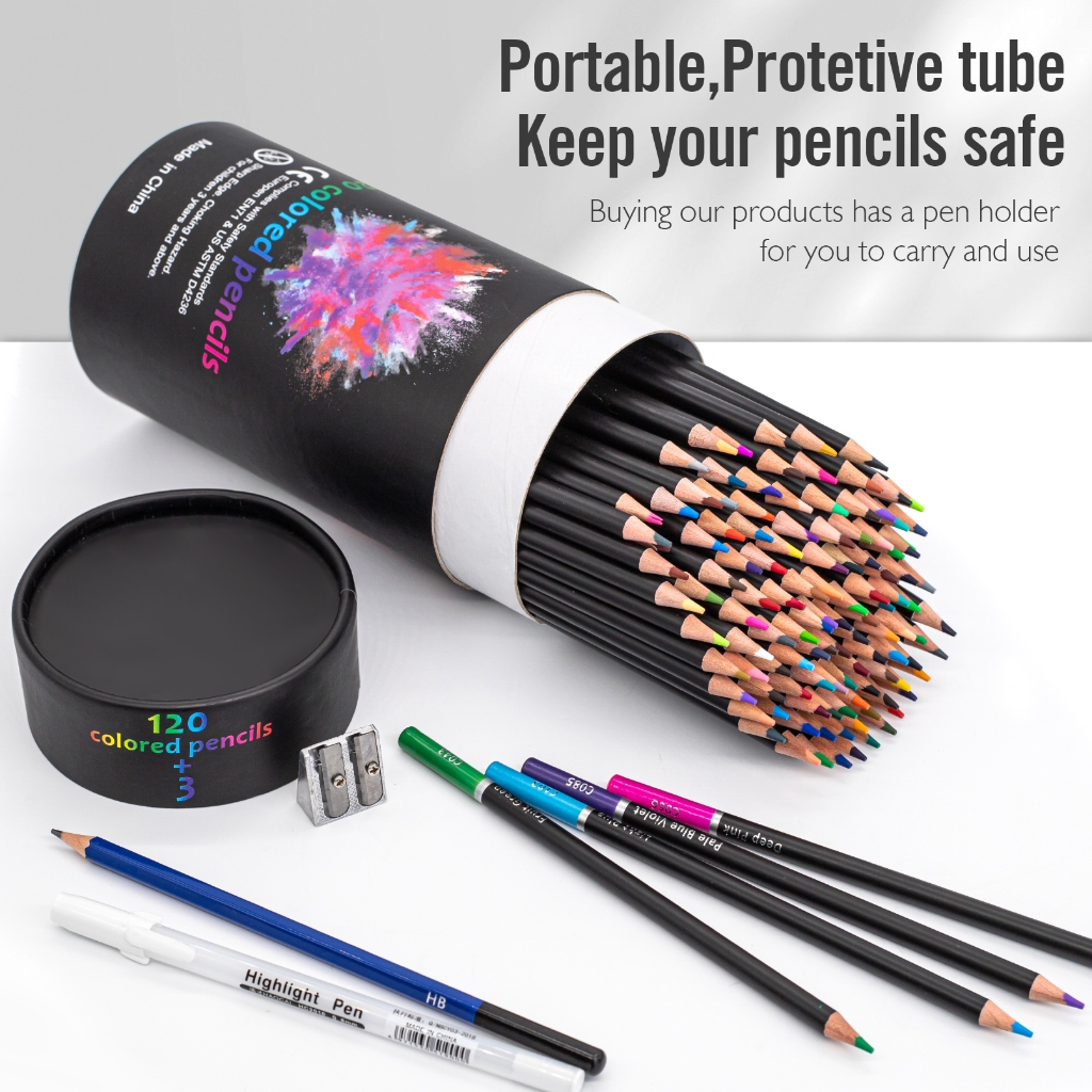 123 Pack Colored Pencils Set 120 Coloring Oil Based Drawing Pencil ...