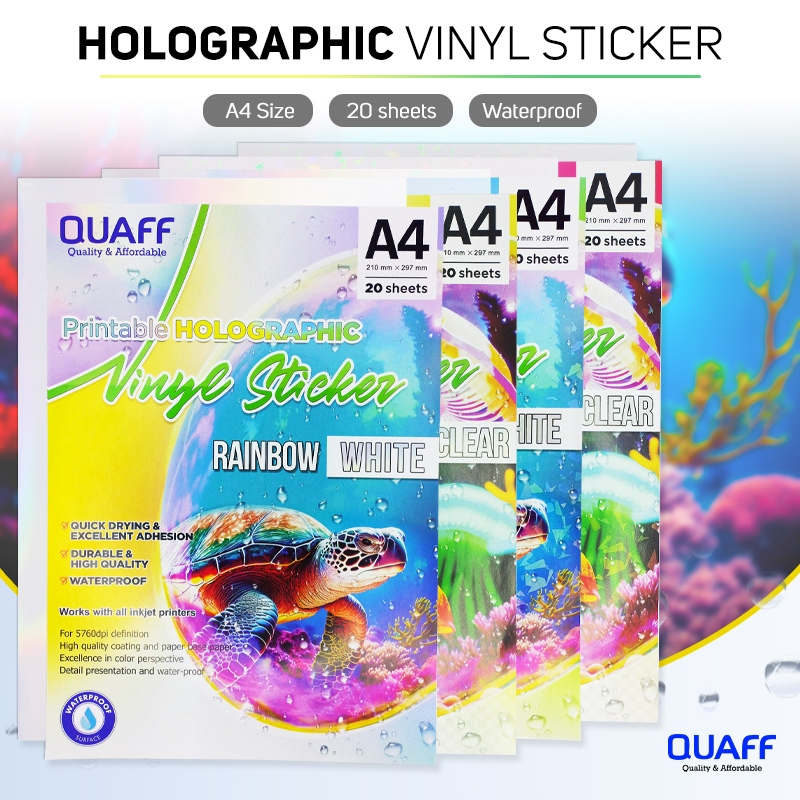 A4 Size QUAFF Printable Hologram Vinyl Inkjet Sticker Waterproof 210mm ...