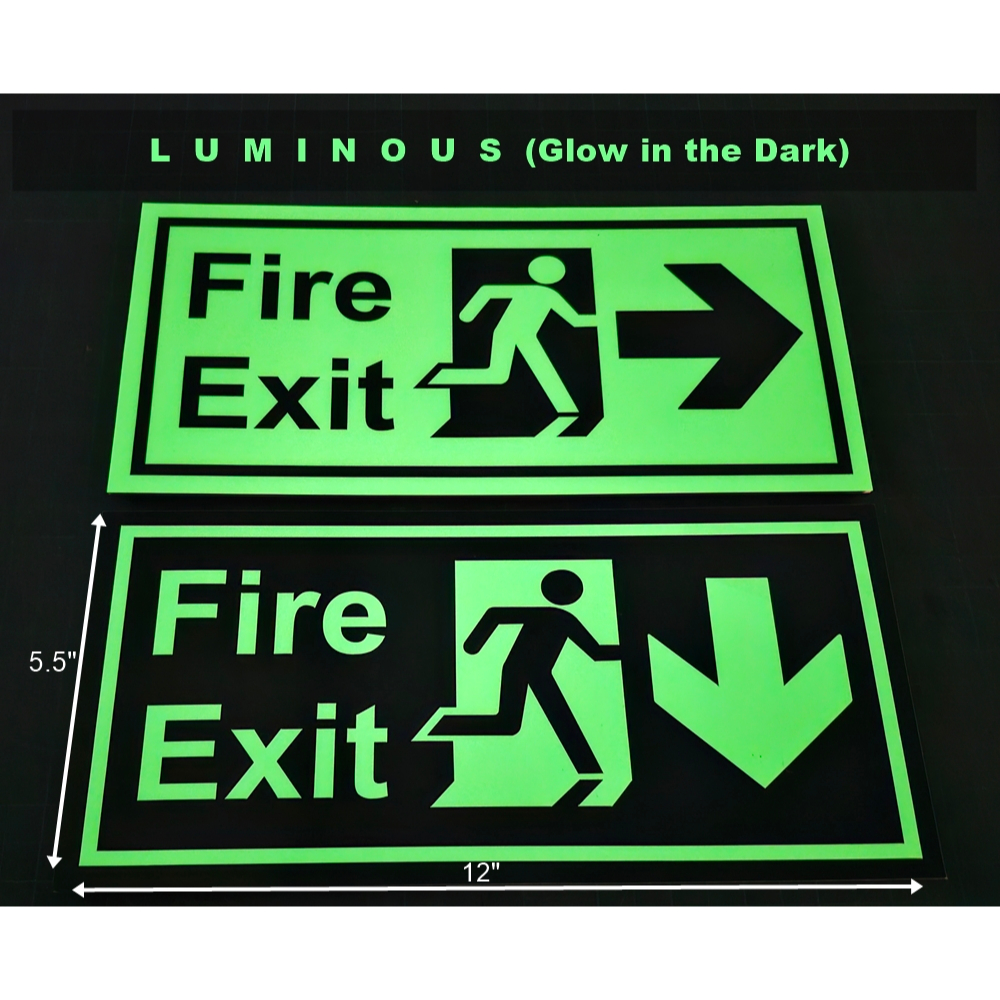 Fire Exit Sign Luminous / Glow in the Dark Cut Out Sticker in Sintra ...