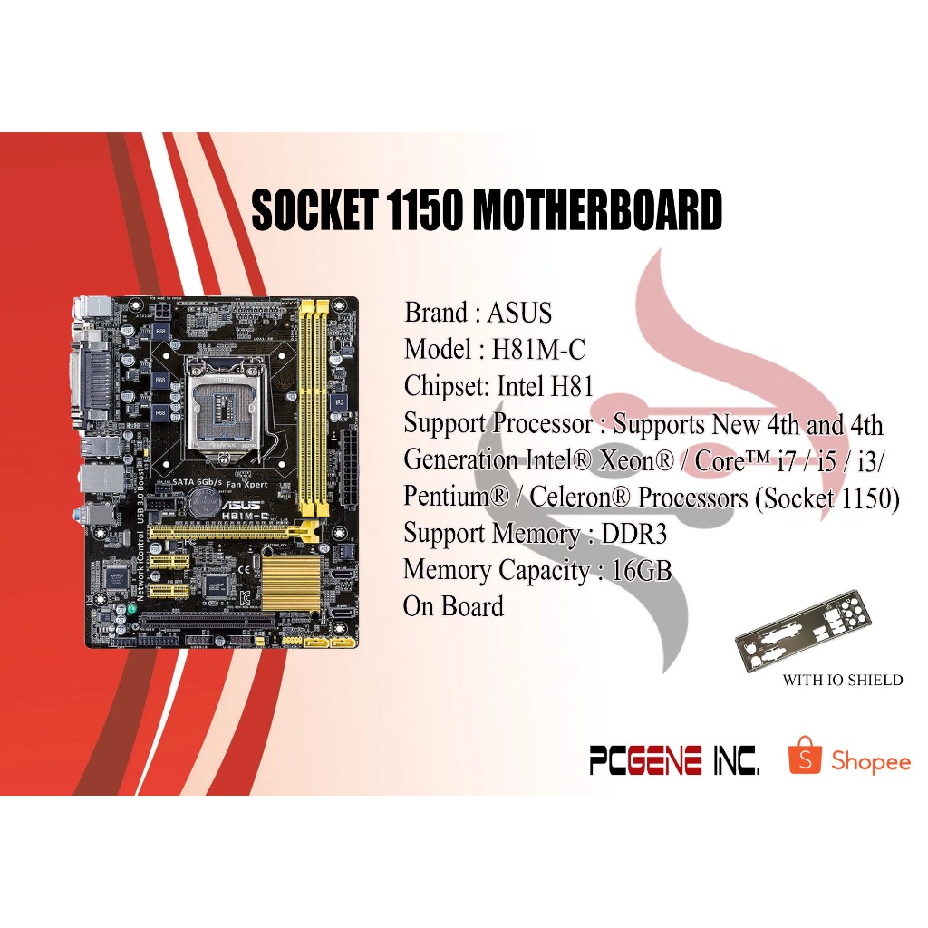 Socket 1150 D3 Motherboard H81 Asus (with Backplate) | Shopee Singapore