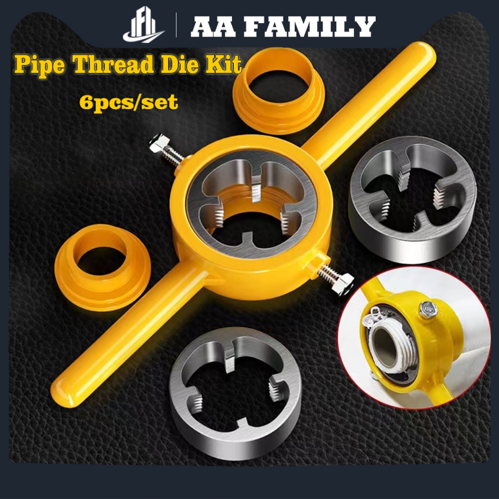 6PCS Plastic Pipe Thread Die Kit PVC Pipe Threader Plumbing Tool Kit ...