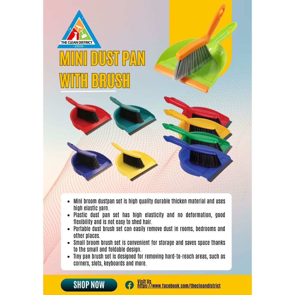 SMALL BRUSH AND DUSTPAN ASSORTED COLOR (THE CLEAN DISTRICT) | Shopee ...