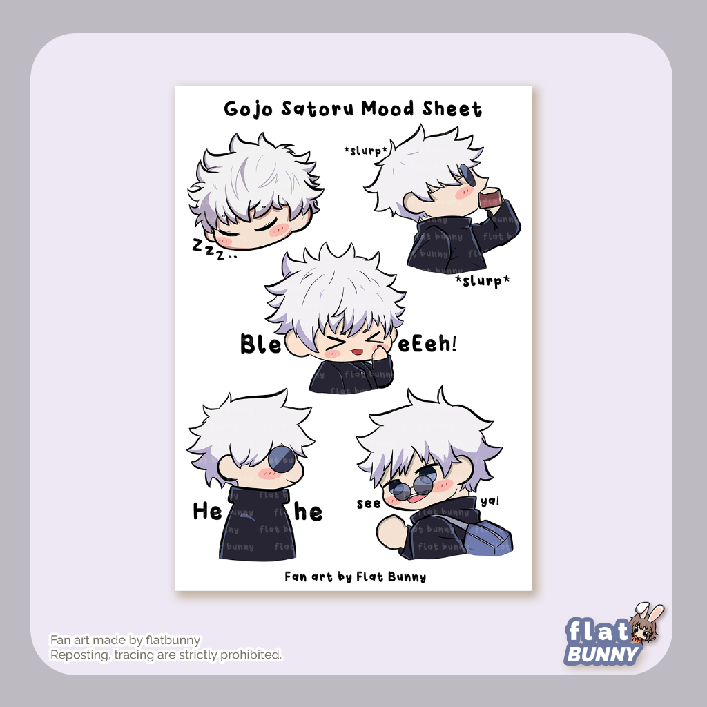 Gojo Satoru Mood Sticker Sheet | Flat Bunny Prints | Shopee Singapore