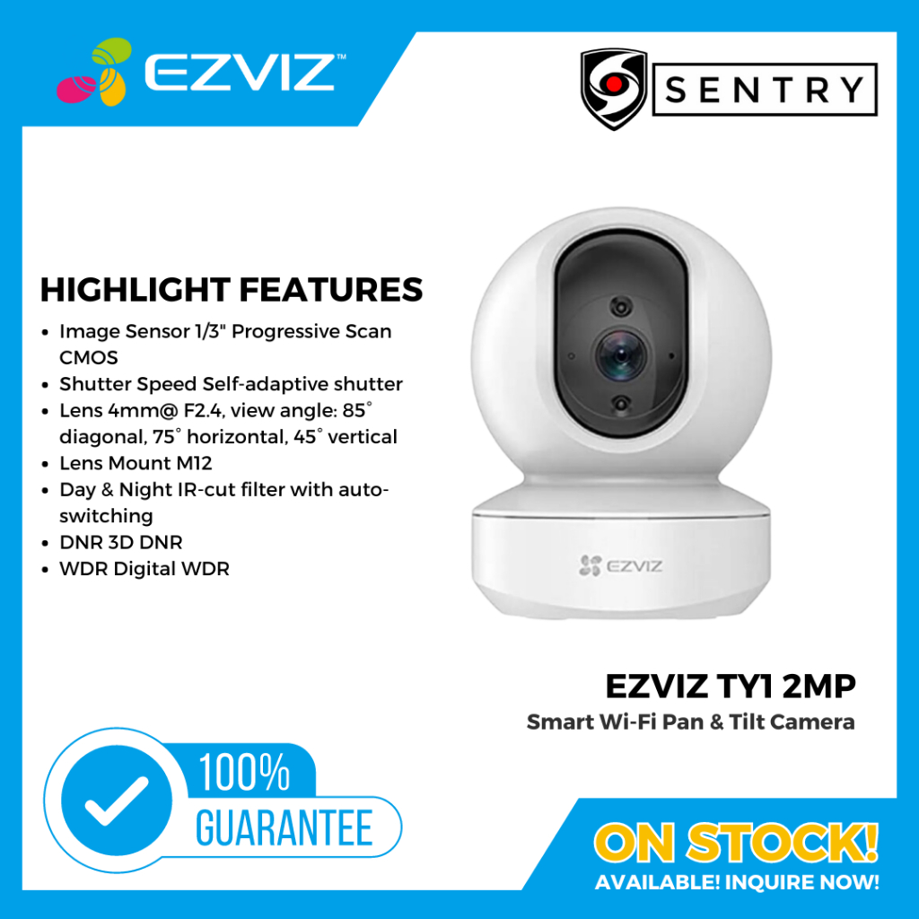 EZVIZ TY1 2MP / 4MP Smart Wi-Fi Pan Tilt Camera 360 Two Way Talk CCTV ...