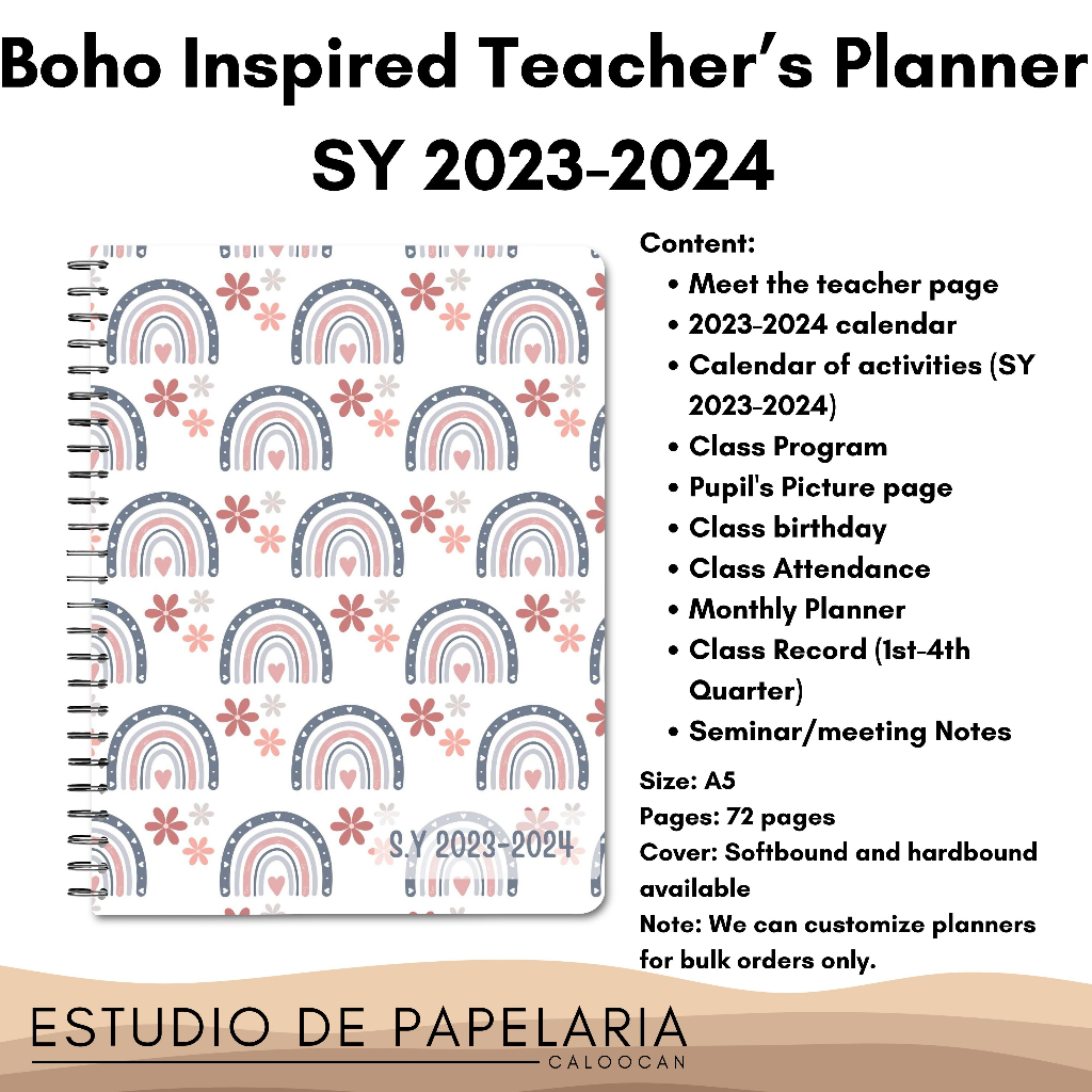 ESTUDIO | Boho Inspired Teacher Planner SY 2023-2024 | Shopee Singapore