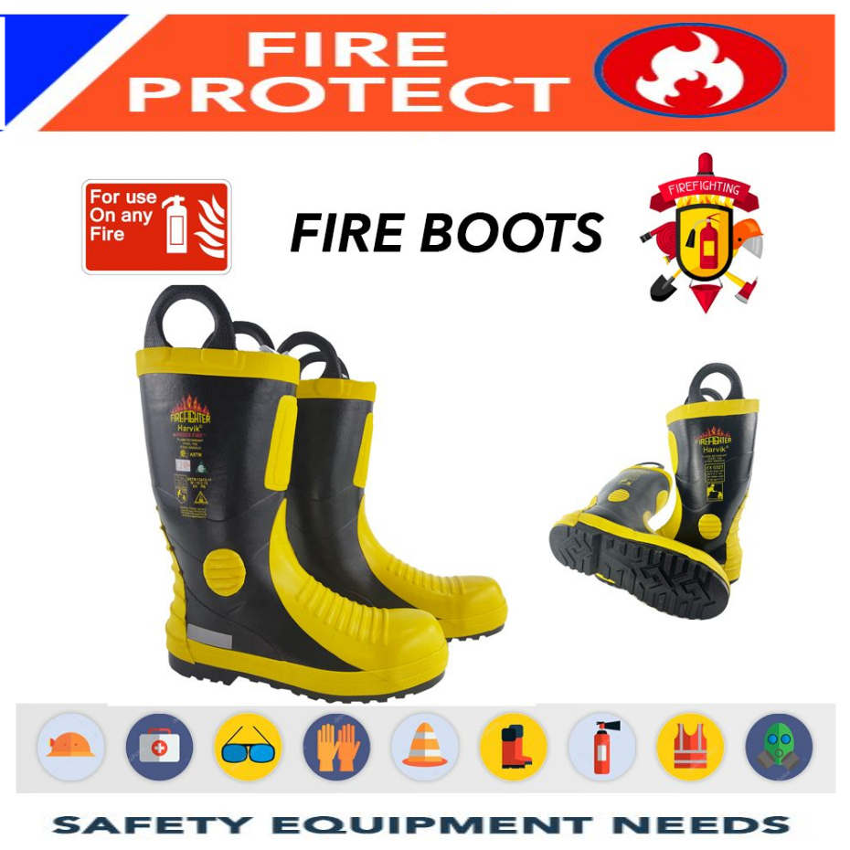 Fire boots waterproof boots steel bottom high boots fire rain shoes ...