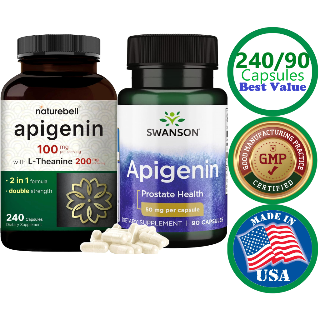 Real Apigenin 240/90 Caps w/ L Theanine Chamomile Tea Bioflavonoid ...