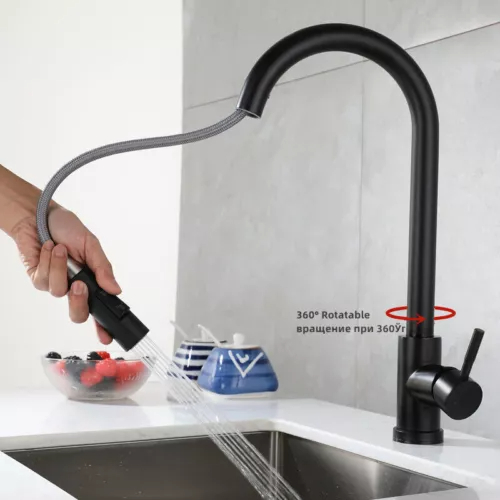Flexible Pull Faucet Full down Sprayer Tap Stainless Steel Mixing Tap ...
