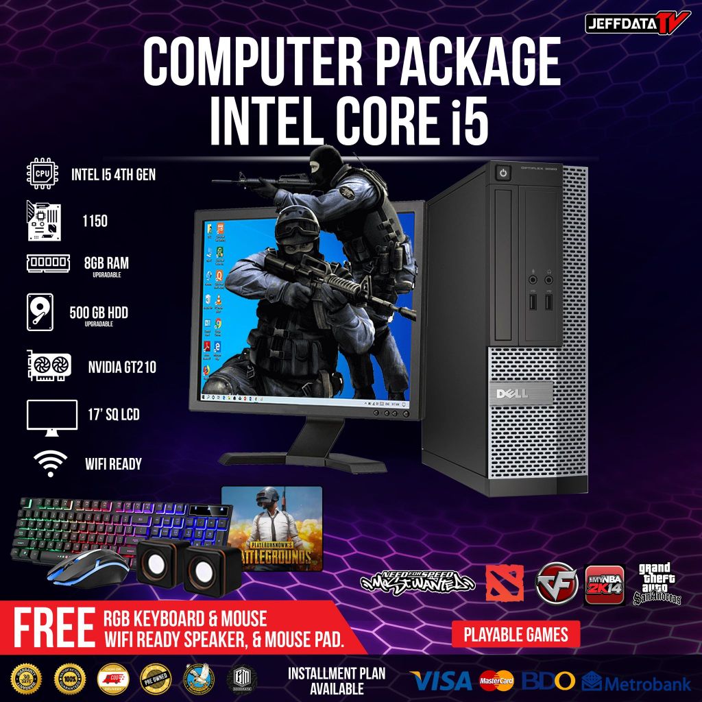 Computer Set I5 4TH GEN 1150 8GB D3 500GB hdd gt 210 17" sq lcd LED ...