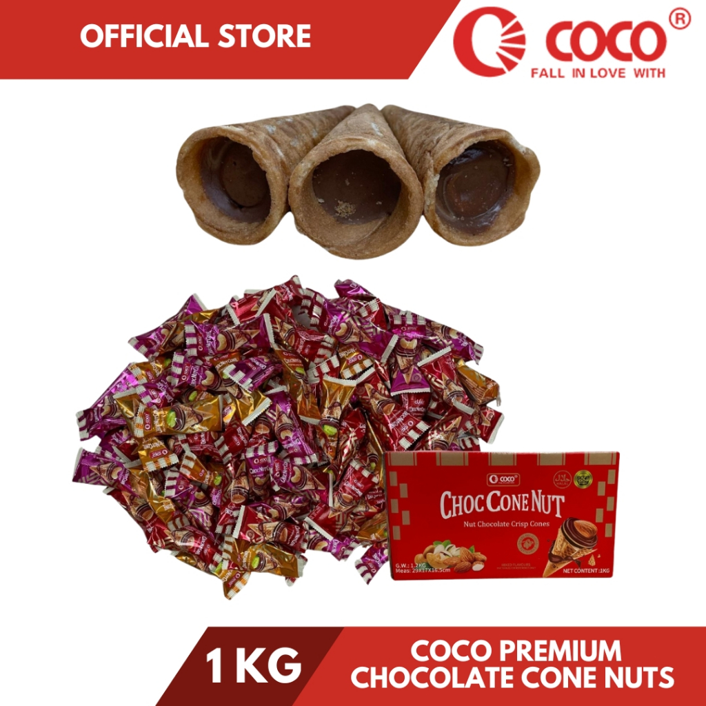 Premium Coco Chocolate Cone Nuts Flavors snacks - 1kg Box Mixed Flavor ...