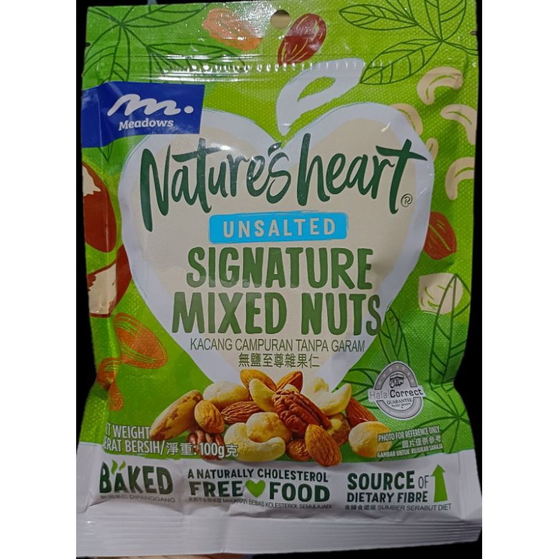 Meadows Nature's Heart Unsalted Signature Mixed Nuts 100g | Shopee ...